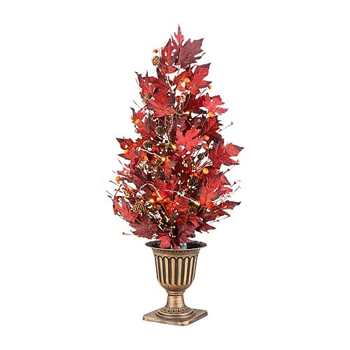 Click here for Glitzhome 36 Burgundy Leaves Urn Potted Wreath  On... prices