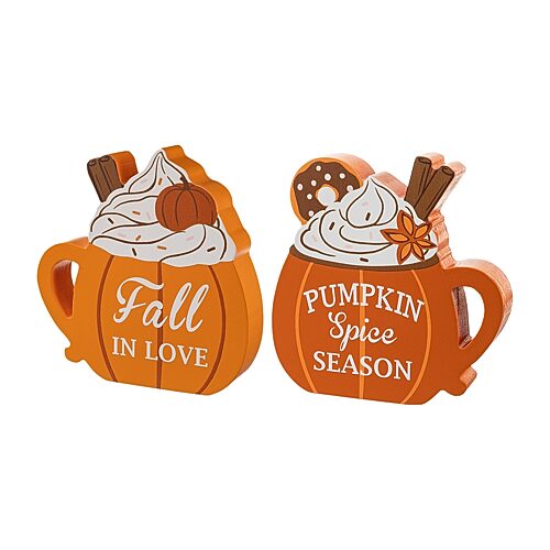 Click here for Glitzhome Wood Pumpkin Coffee Mug 2-pc. Thanksgivi... prices