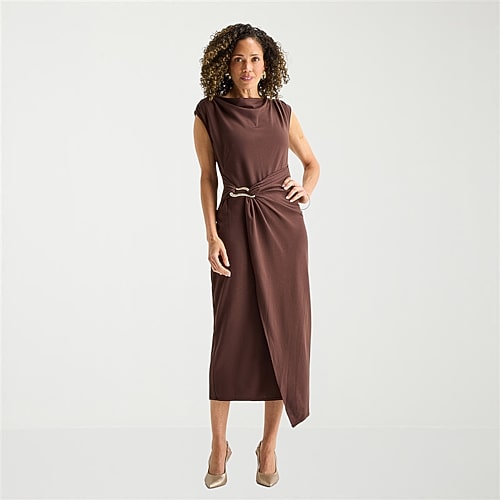 Click here for MSK Womens Midi Round Neck Sleeveless Cap Fit + Fl... prices