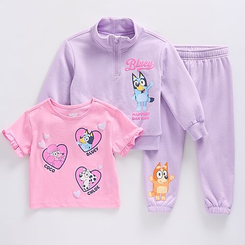 Click here for Toddler Girls Bluey 3-pc. Pant Set  2t  Purple prices