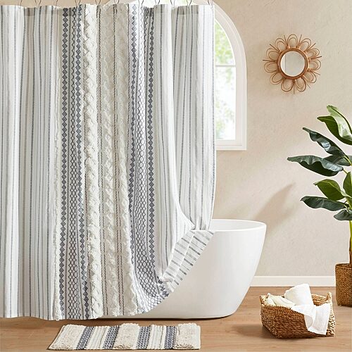 Click here for Ink+Ivy Imani Stripe Chenille Shower Curtain  72 x... prices