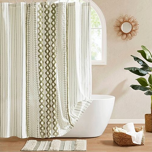 Click here for Ink+Ivy Imani Stripe Chenille Shower Curtain  72 x... prices