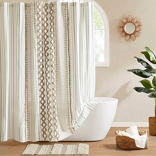 Click here for Ink+Ivy Imani Stripe Chenille Shower Curtain  72 x... prices
