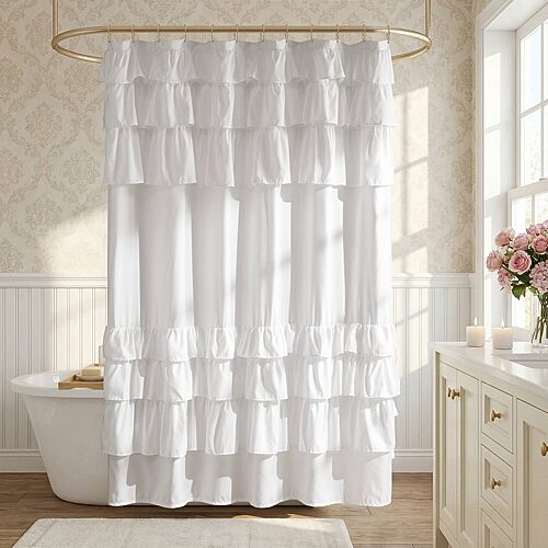 Click here for Madison Park Grace Ruffled Shower Curtain  72 x 84... prices