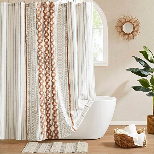 Click here for Ink+Ivy Imani Stripe Chenille Shower Curtain  72 x... prices