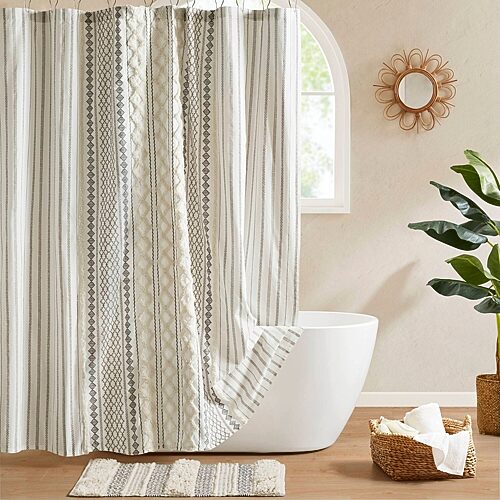 Click here for Ink+Ivy Imani Stripe Chenille Shower Curtain  72 x... prices