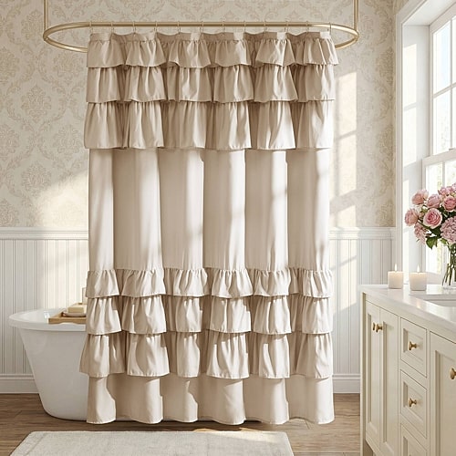 Click here for Madison Park Grace Ruffled Shower Curtain  72 x 84... prices