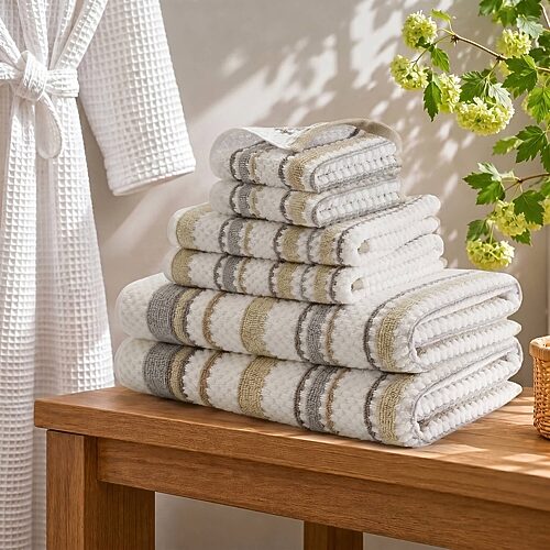 Click here for Madison Park Sutton Stripe 6 Piece 6-pc. Bath Towe... prices