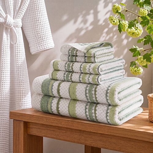 Click here for Madison Park Sutton Stripe 6 Piece 6-pc. Bath Towe... prices