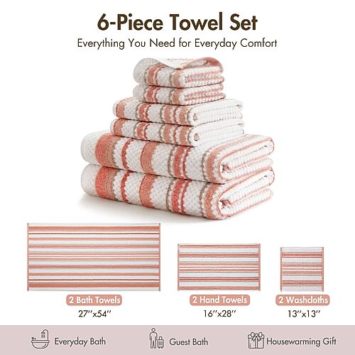 Click here for Madison Park Sutton Stripe 6 Piece 6-pc. Bath Towe... prices