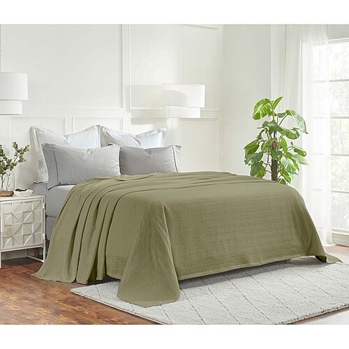 Superior Jena Cotton Textured Chevron Lightweight Woven Blanket  Twin - Sage