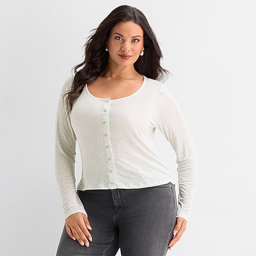 Click here for Ashley Graham Womens Plus V Neck Fitted Long Sleev... prices