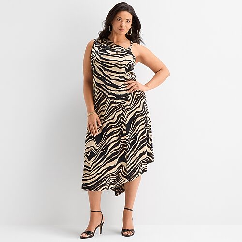 Click here for Ashley Graham Womens Plus Asymmetrical Neck Sleeve... prices
