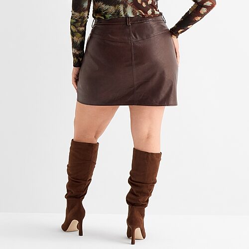 Click here for Ashley Graham Womens PlusDistressed Faux Leather M... prices