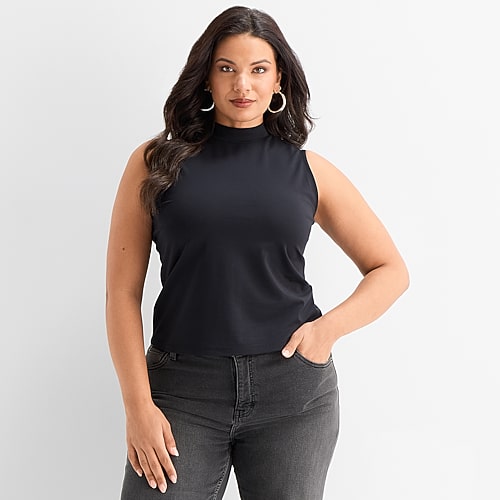 Click here for Ashley Graham Womens Plus Mock Neck Short Sleeve B... prices