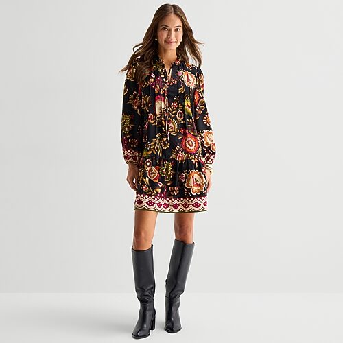 Click here for Maia Womens V Neck Long Sleeve Floral Shift Dress... prices