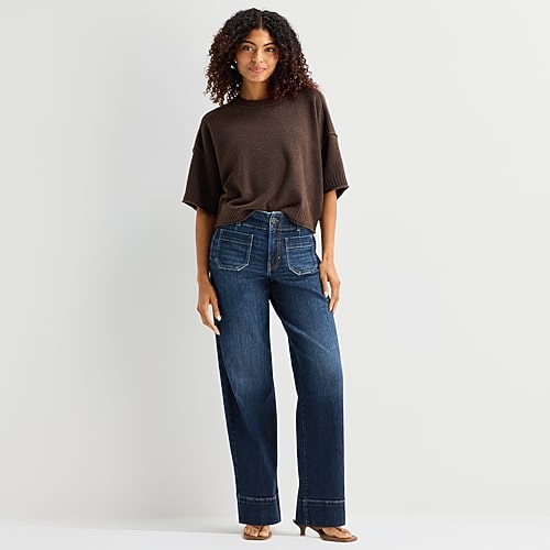 Click here for A.N.A Patch Pocket Womens High Rise Wide Leg Jean... prices