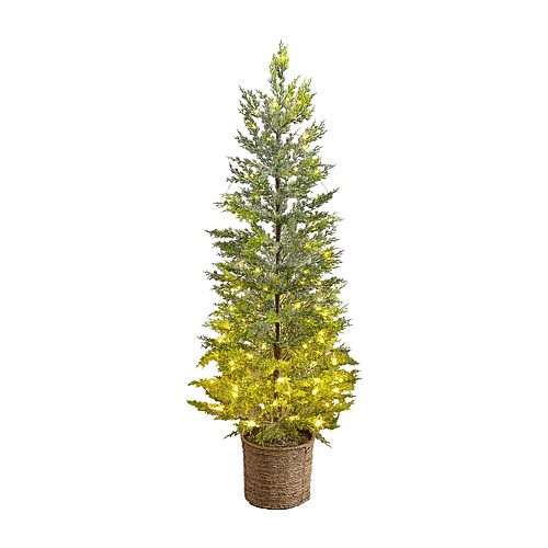 Click here for Nearly Natural 4ft Pre-Lit Snowed Cypress 4 Foot P... prices