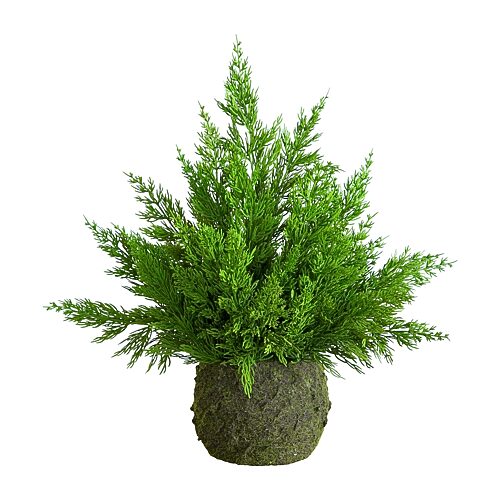 Nearly Natural 18 Real Touch Winter Cypress 1 1/2 Feet Christmas Tree  One Size  Green