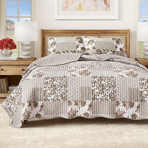 Click here for Linery Stripe Patchwork Reversible Quilt Set  One... prices