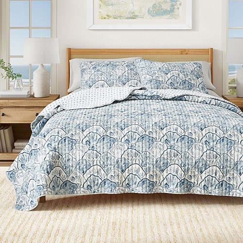 Click here for Linery Coastal Toile Reversible Quilt Set  One Siz... prices