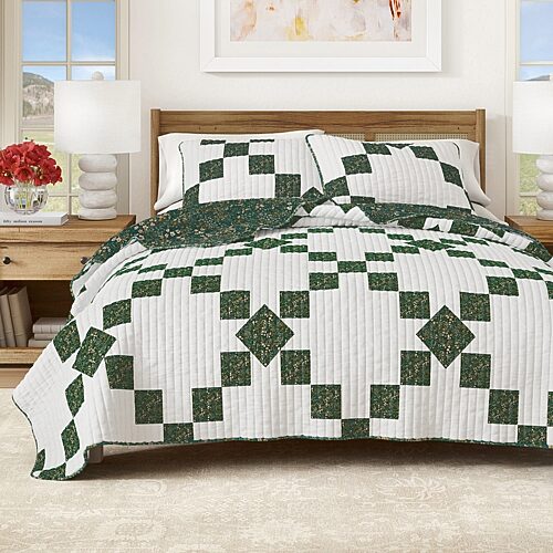 Click here for Linery Floral Patchwork Star Reversible Quilt Set... prices