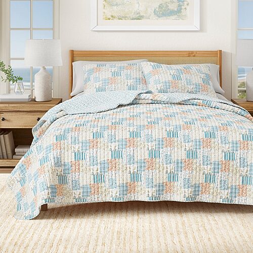 Click here for Linery Coastal Patchwork Reversible Quilt Set  One... prices