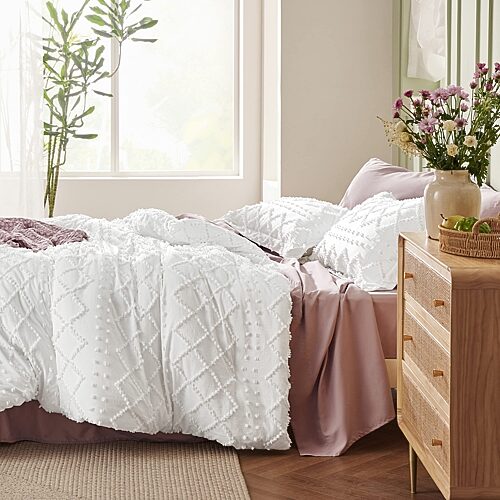 Click here for Bedsure Comforter Set-Solid-Embroidery Comforter S... prices