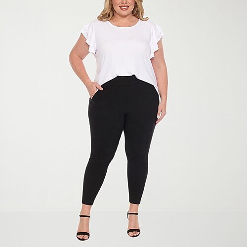 Click here for White Mark Plus Size Flutter-Sleeve Top and Scuba... prices