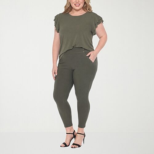 Click here for White Mark Plus Size Flutter-Sleeve Top and Scuba... prices