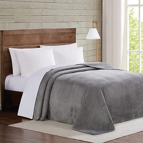 Truly Soft Velvet Plush Blanket  Full/Queen - Grey