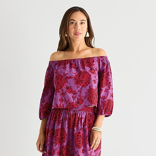 Click here for WOMENS FLORAL TOP  Medium  Purple prices