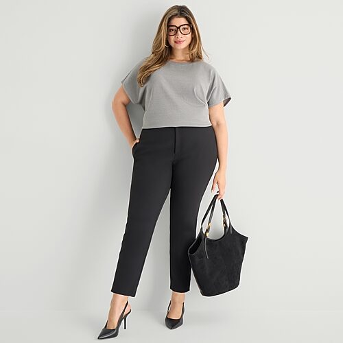 Click here for Worthington Womens Plus Slim Trouser  16w  Black prices