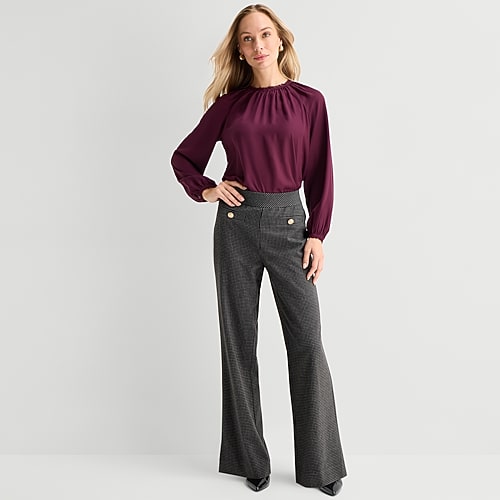 Click here for Liz Claiborne Womens Flare Mid Rise Pull-On Pant... prices