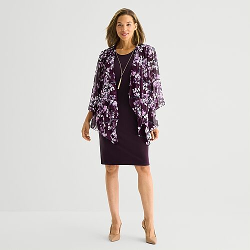 Click here for Studio 1 Womens Floral Jacket Dress  Medium  Purpl... prices