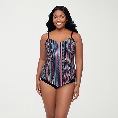 Click here for Trimshaper Womens Striped Tankini Swimsuit Top  8... prices