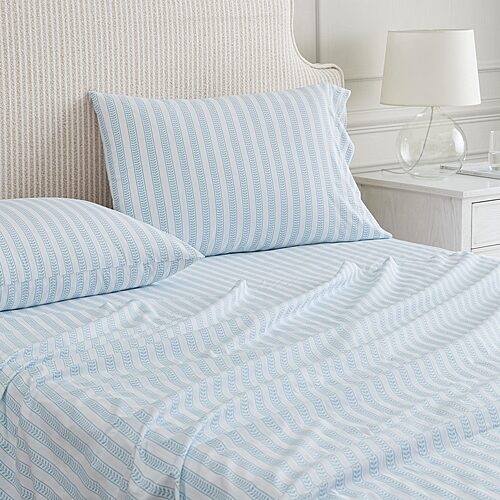 Click here for Martha Stewart Leaf Stripe Sheet Set  One Size  Bl... prices