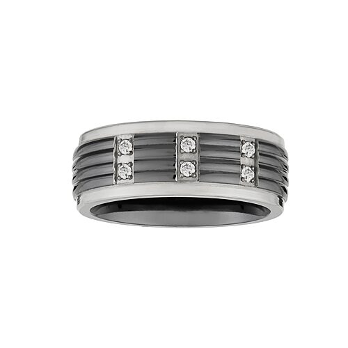 Click here for Mens 8MM 1/8 CT. T.W. Natural White Diamond Titani... prices