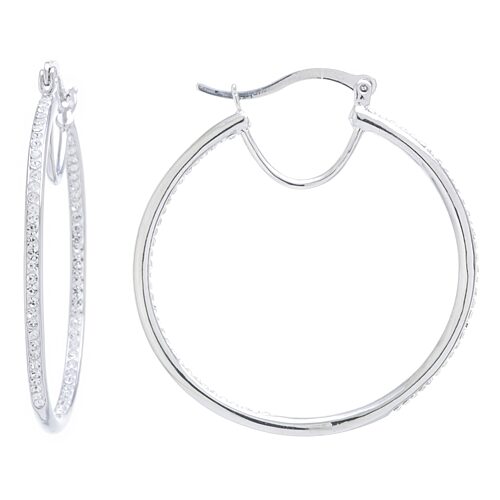 Click here for Sparkle Allure Pure Silver Over Brass Crystal Hoop... prices