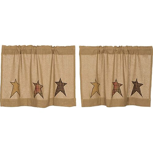 Click here for Stratton Burlap Applique Star 2-pc. Window Tier  O... prices