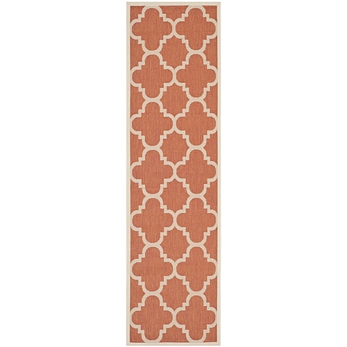 Safavieh Courtyard Collection Gina Geometric Indoor/Outdoor Runner Rug  One Size  Orange