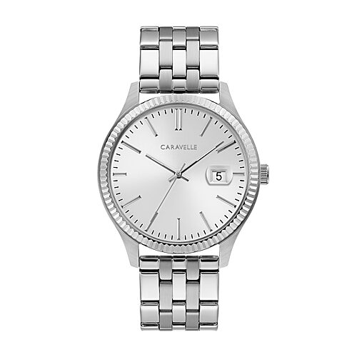 Click here for Caravelle Designed By Bulova Mens Silver Tone Stai... prices