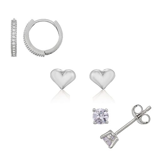Click here for Girls Cubic Zirconia Sterling Silver Heart Earring... prices